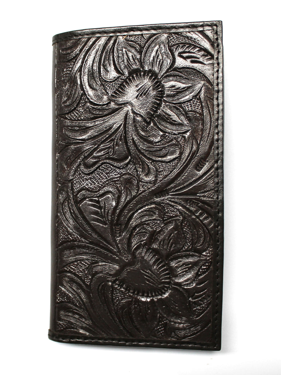 Tooled Leather Rodeo Wallet / Roper Wallet - Brown – Wallets Plus