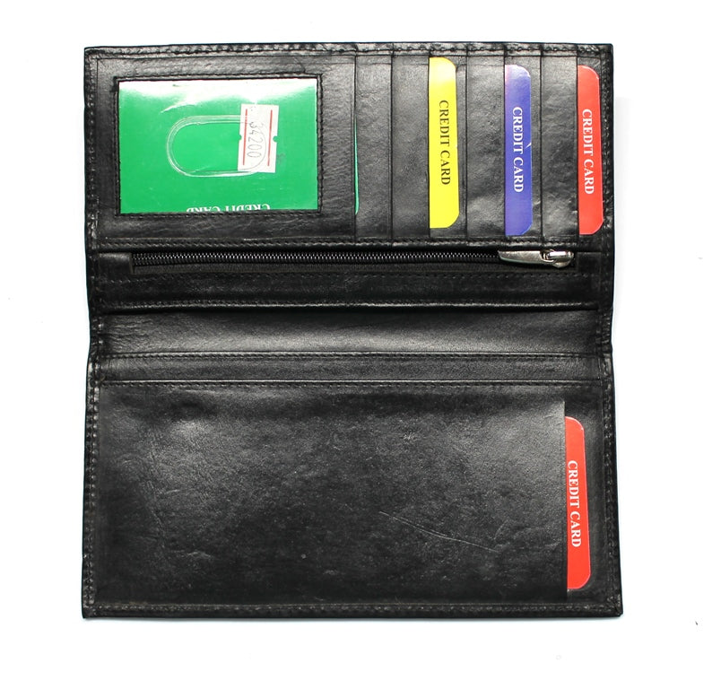 Fire Fighter Checkbook RFID Safe - Black Antique Leather – Wallets Plus