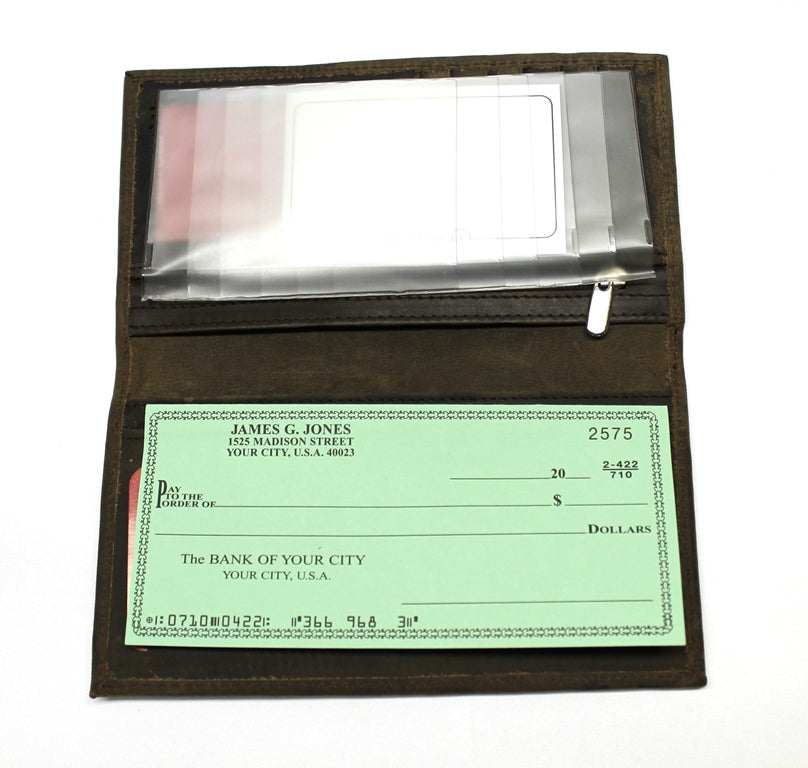 Fire Fighter Checkbook - Hunter Leather -RFID Blocking – Wallets Plus