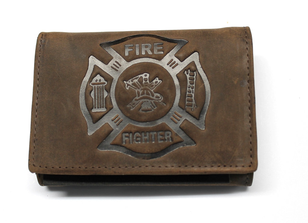 Fire Fighter Trifold Wallet - Crazy Horse Leather – Wallets Plus
