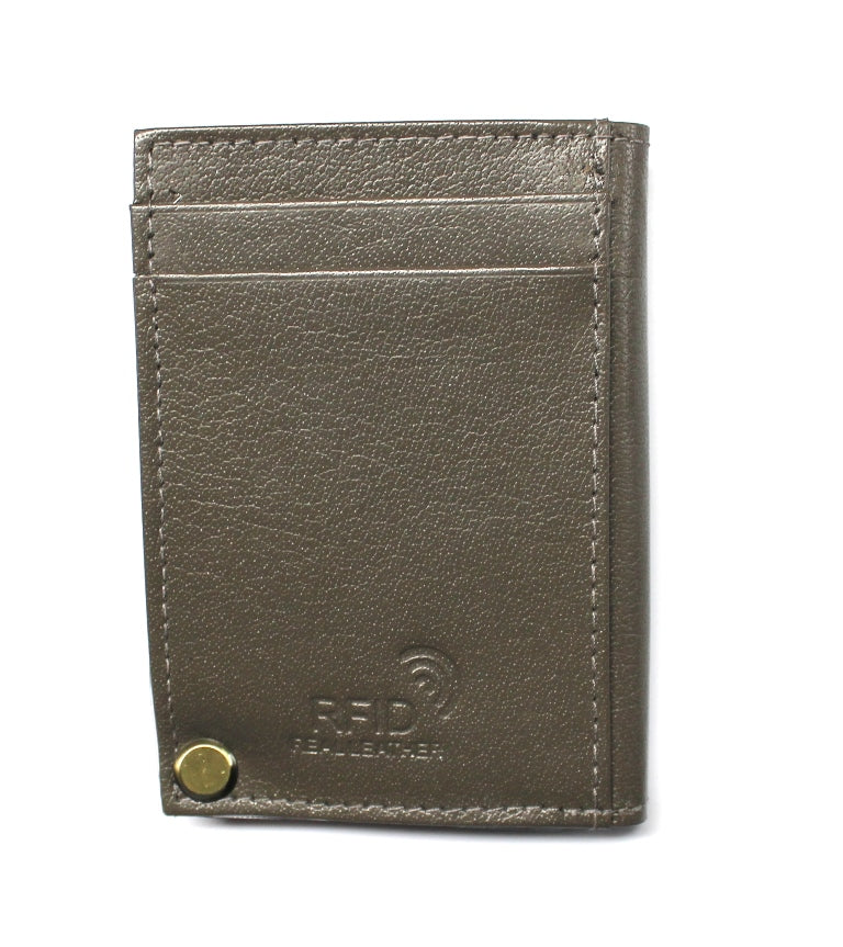 Credit Card Holder -Fan Style RFID Safe- Gray Leather – Wallets Plus