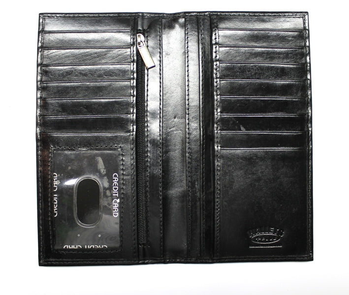 Pocket Secretary Long Credit Card Wallet-Genuine Leather Dark Brown ...